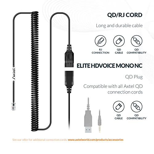 Axtel Bundle Elite HDvoice Mono NC with AXC-04 Cable | Noise Cancellation - Compatible with Cisco 6900, 7800, 7900, 8800, 8900, 9900 Series Phones