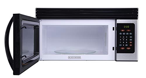 BLACK+DECKER Range Microwave with Top Mount Air Recirculation Vent, 1.6-Cu. Ft. 1000-Watt, Incandescent Lighting, Safety Lock, Stainless Steel