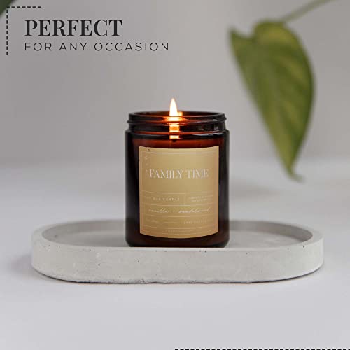 Blessed Is She - Sandalwood & Vanilla Scented Glass Candle Jar with Lid - 7.2 Oz | 100% NaturalĀ Soy Wax with Wood Wick Candles | 70-84 Hours Long Burning Candles for Home Scented