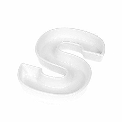 Coffeezone Ceramic Small Letter Dish & Plates for Candy/Nuts Ideas, Wedding Party Decor (Letter S)