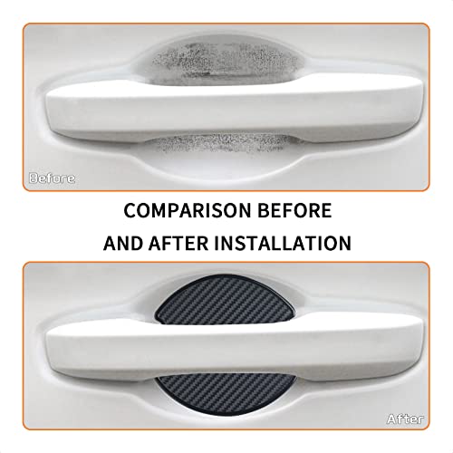 TANGSEN 4Pcs Universal 3D Carbon Fiber Texture Car Door Handle Paint Scratch Protector Non-Marking TPU Personalize Protective Pad Sticker