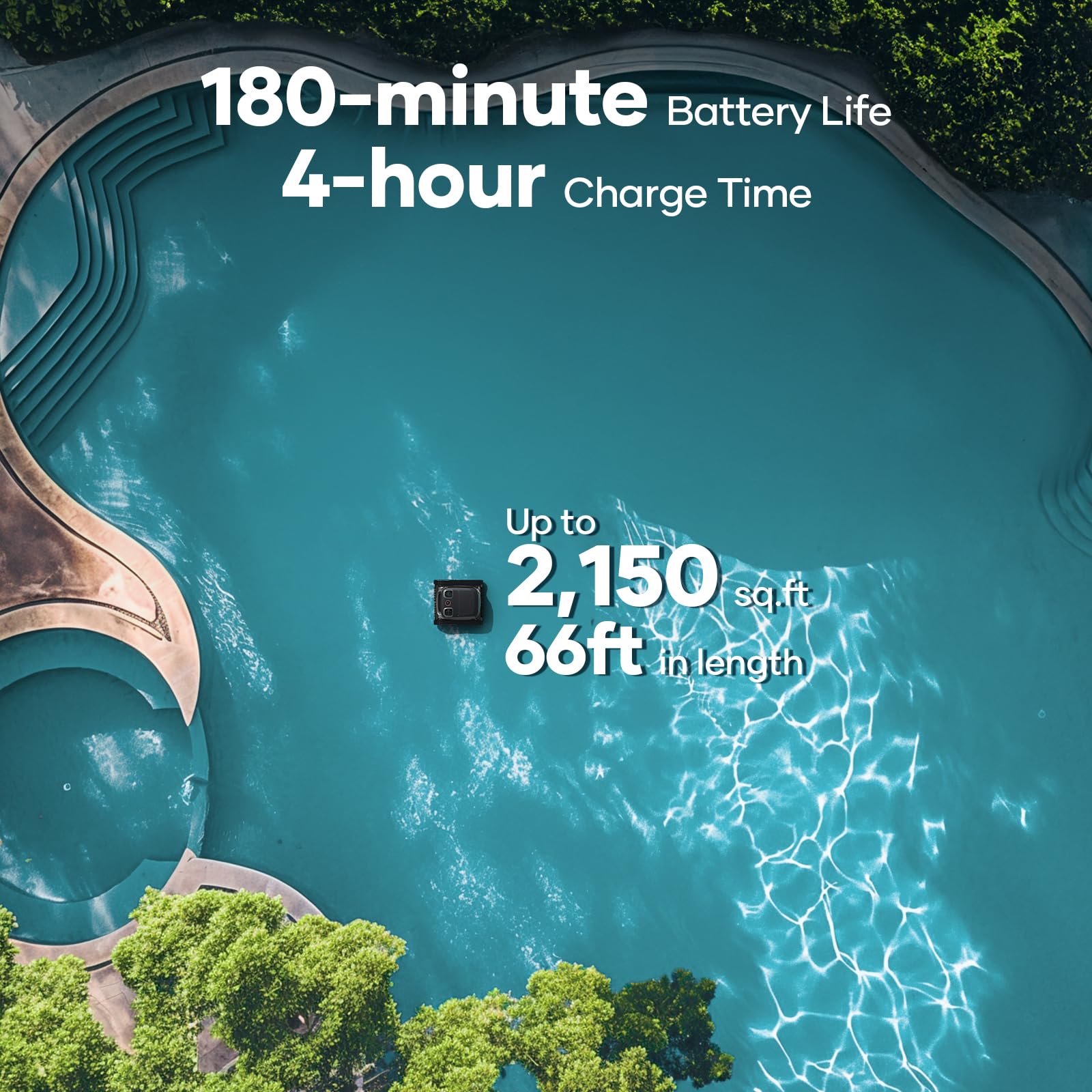 AIPER Scuba S1 Pro Cordless Robotic Pool Cleaner, Automatic Pool Vacuum with Horizontal Waterline Cleaning, Smart Navigation, 180-Min Battery Life, Ideal for In-Ground Pools up to 2,150 Sq.ft, Blue