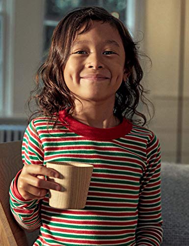 Moon and Back by Hanna Andersson Unisex Kids' Organic Holiday Family Matching 2 Piece Pajama Set, Pack of 2, Red/Green, Stars, 6-7