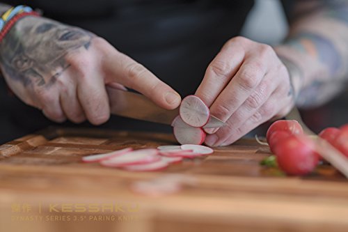 KESSAKU Paring Knife - 3.5 inch - Dynasty Series - Razor Sharp Kitchen Knife - Forged ThyssenKrupp German High Carbon Stainless Steel - G10 Garolite Handle with Blade Guard
