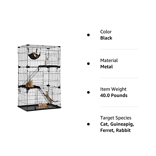 BestPet 3-Tier 67 Inch Cat Cage Enclosure Cat Crate Ferret Cage Cat Kennel Cat Playpen with Free Hammock 3 Cat Bed 3 Front Doors 2 Ramp Ladders Perching Shelves