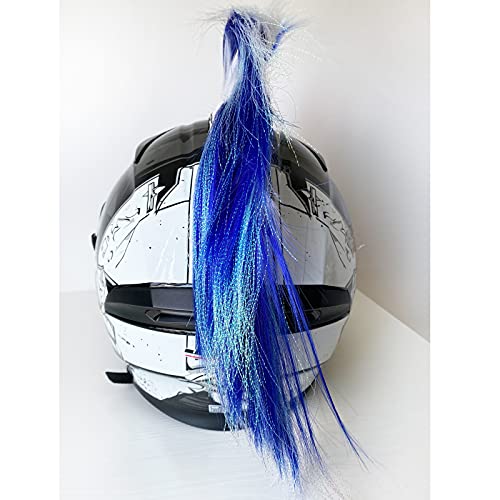3T-SISTER Helmet Mohawk Hawk Cosplay Wig Helmet Accessory for Motorcycle Bicycle Ski Helmets Real Hair Decorations (Helmet not Included) (Blue)