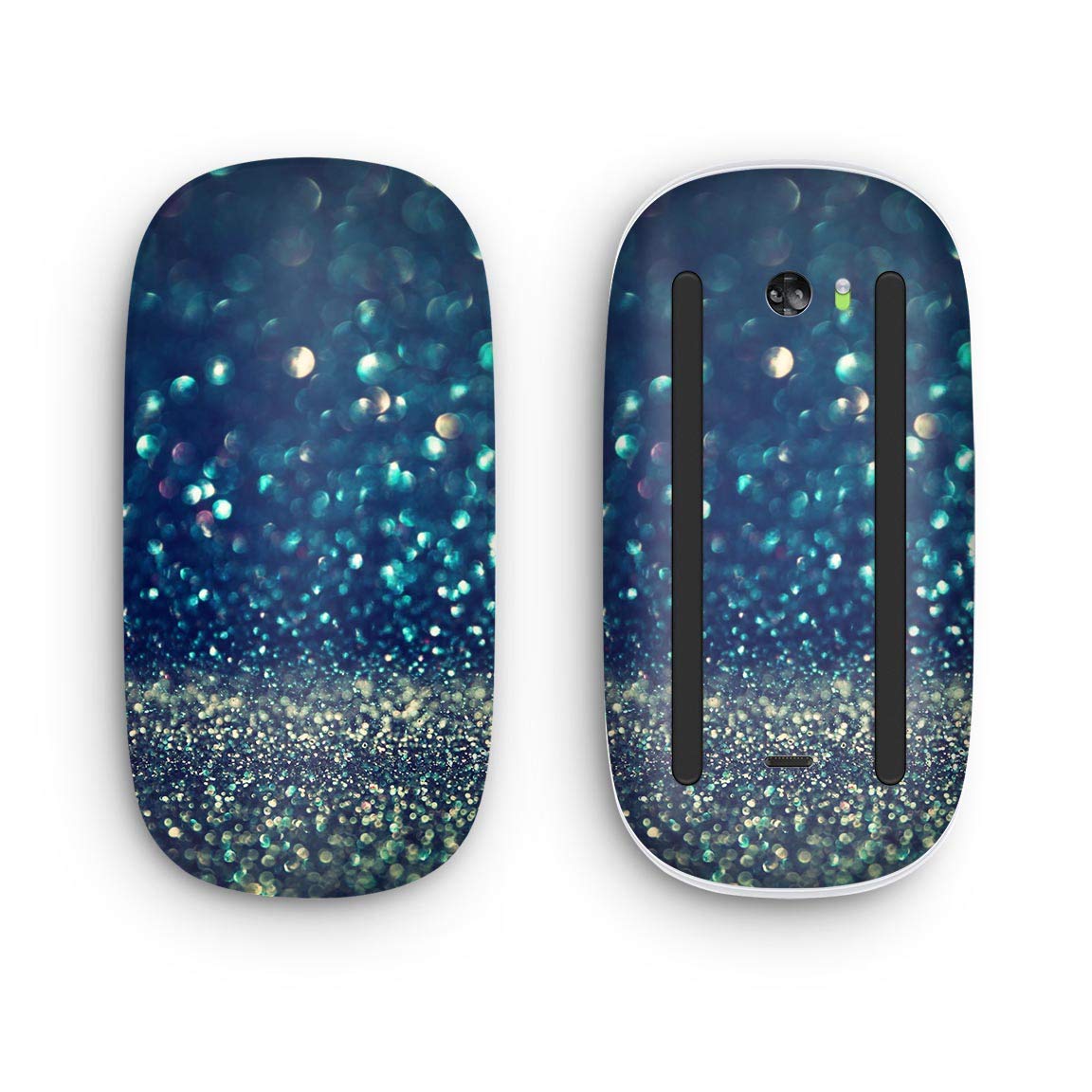 Design Skinz Navy and Gold Unfocused Sparkles of Light Vinyl Decal Compatible with The Apple Magic Mouse 2 (Wireless, Rechargable) with Multi-Touch Surface