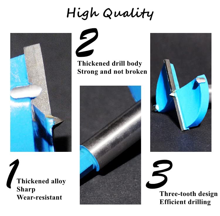 Utoolmart Forstner Drill Bits, 1.65"/42mm Cemented Carbide Wood Cutter Tool, Hex Shank Woodworking Hole Saw Cutter, 80mm Length Woodworking Hole Boring Bit, Blue, 1 Pcs