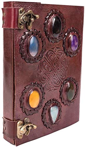 MONTEXOO Handmade Vintage Leather Bound Journal Notebook Diary Sketchbook With Lock For Men Women Blank Pages Old Antique Six Stone