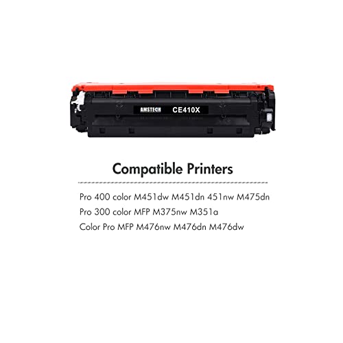 Amstech 305X 305A Toner Cartridge 4 Pack Replacement for HP 305X 305A CE410X CE411A CE412A CE413A for HP Laserjet Pro 400 Color MFP M451nw M451dn M475dn M475dw Pro 300 Color MFP M375nw Printer