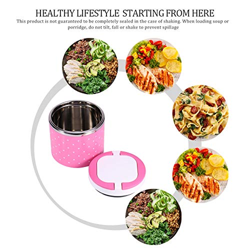 Insulated Lunch Box, 600ml Thermal Thermos Lunch Box Insulation Hot Food Container, Stainless Steel, Storage Lunch, Container, Canteen, Double Walled, Portable Food Bowl (Pink)