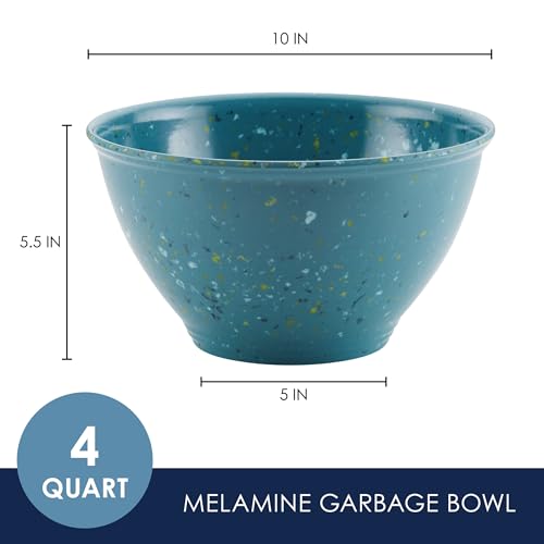 Rachael Ray Accessories Kitchen Pantryware Multi Purpose/Salad Serveware/Melamine Garbage Bowl, 4 Liters, Agave Blue