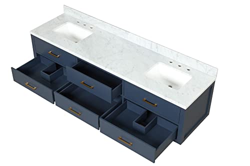 Bell+Modern Tuckerton 80 in W x 22 in D Blue Double Bath Vanity, Carrara Marble Top and Mirror