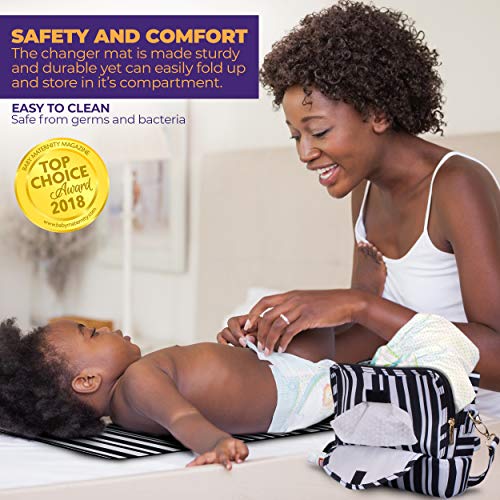 ChangePal Small Crossbody Diaper Changing Bag with Waterproof Portable Changing Pad and Refillable Wipes Pouch