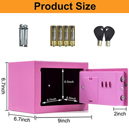 SamYerSafe Safe Box with Sensor Light, Security Safe with Electronic Digital Keypad Money Safe Steel Construction Hidden with Lock，Small Safe for Office Home Hotel (Pink)