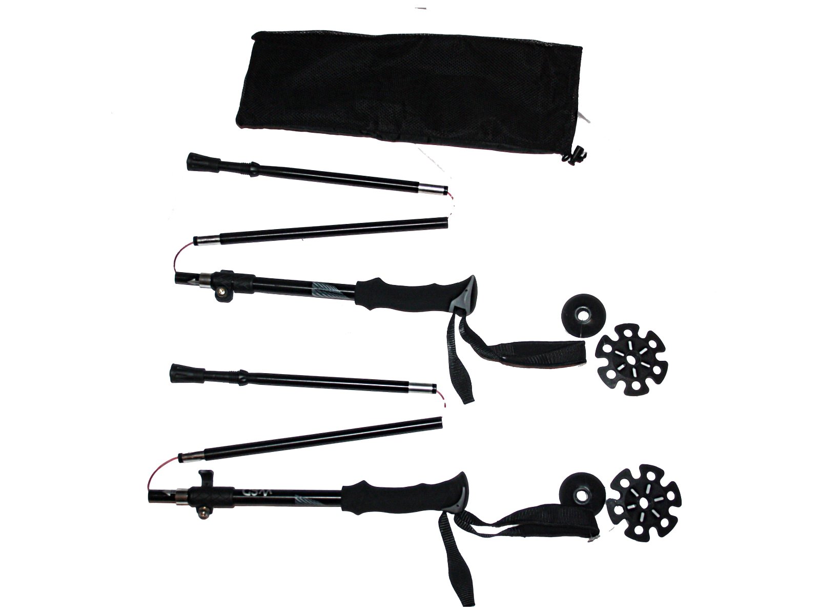 4 Season ski Poles Tri-Fold Trekking Poles/Sticks Folding Collapsible Adjustable and Ultralight - Perfect for Skiing,Hiking, Walking, Backpacking Pair with 2 Pairs of Baskets