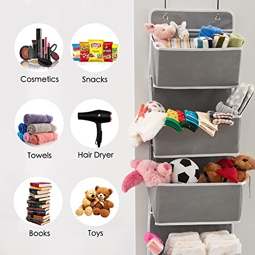 EZOWare 2PACK Over the Door Hanging Organizer with 4 Pocket, Home Storage Organizer with Hook for Pantry Baby Nursery Bathroom Closet Dorm