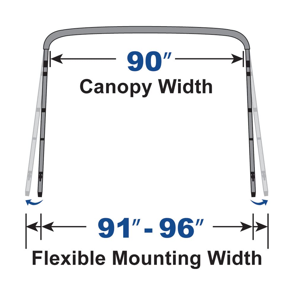 4 Seasons Bimini Tops for Boat Cover 4 Bow 8 ft. Long with Frame Canvas Hardware Kit and Boot (54" H 91" - 96" W 8 ft, Navy Blue)