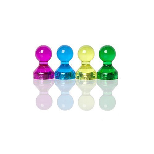 Bullseye Office - Assorted Acrylic Push Pin Magnets - Perfect as Refrigerator Magnets, Whiteboard Magnets, Office Magnets (48, Assorted)