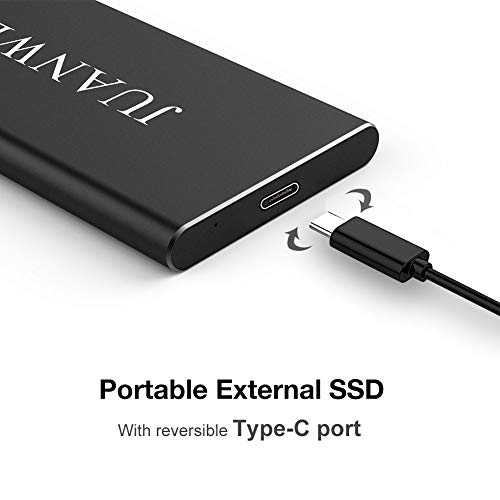 JUANWE 1TB Solid State External Hard Drive USB 3.0 Type-C Portable SSD High-Speed Read & Write Up to 550MB/s & 510MB/s, External Hard Drive for PC/Laptop/Mac, Black