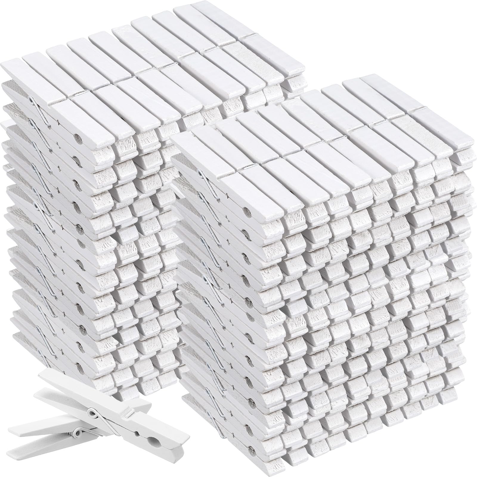 Honeydak 300 Pcs Christmas Large Clothes Pins 3.9 Inch Wooden Clothespins for Photos Clothes Pins for Hanging Crafts Pictures Laundry Outdoor Clothes Clips(White)