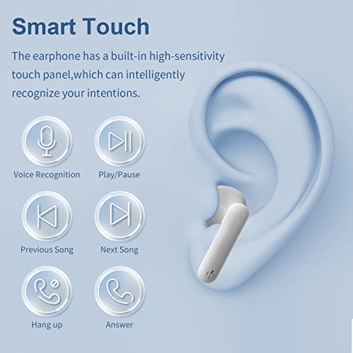 BETMI - True Wireless Earbuds - in-Ear Bluetooth5.3 Headphones - 40H Playtime, IPX5 Waterproof TWS with Dual Mic for Sport, Light-Weight Earphones for Android iOS/iPhone - White