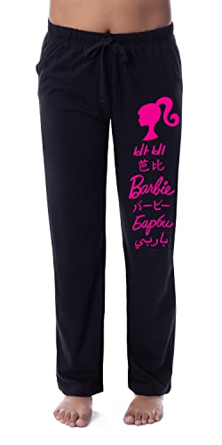 Barbie Womens' All Around The World Languages Title Sleep Pajama Pants (X-Large) Black