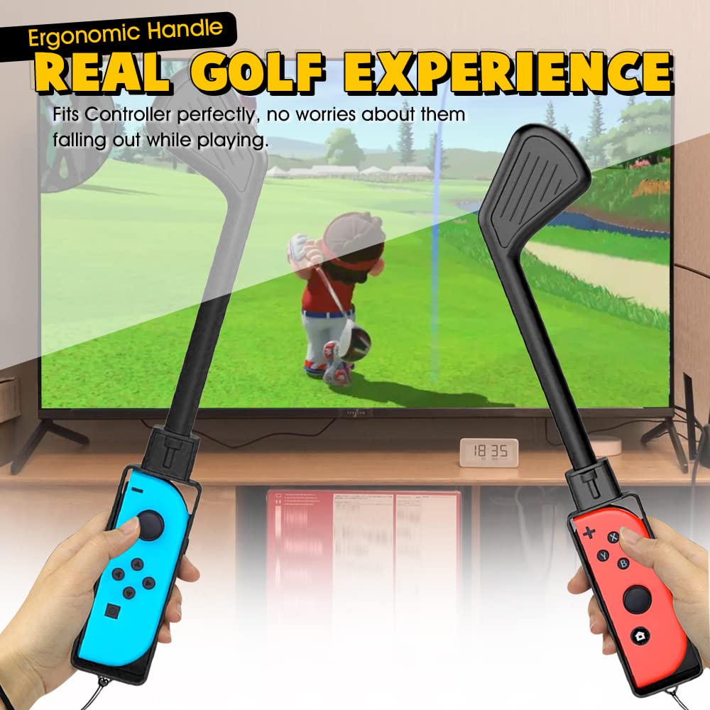 LYCEBELL Golf Club for Nintendo Switch/Switch OLED, Compatible with Mario Golf Super Rush, Switch Sports Accessories, Switch Mario Golf Club Grips - 2 Pack
