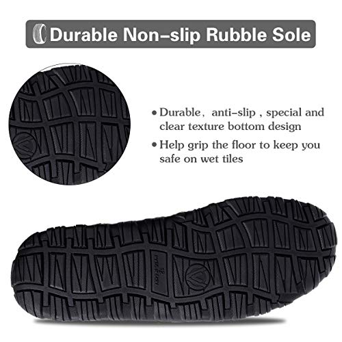 Amazon Essentials Men's Warm Plush Slippers, Black, 8
