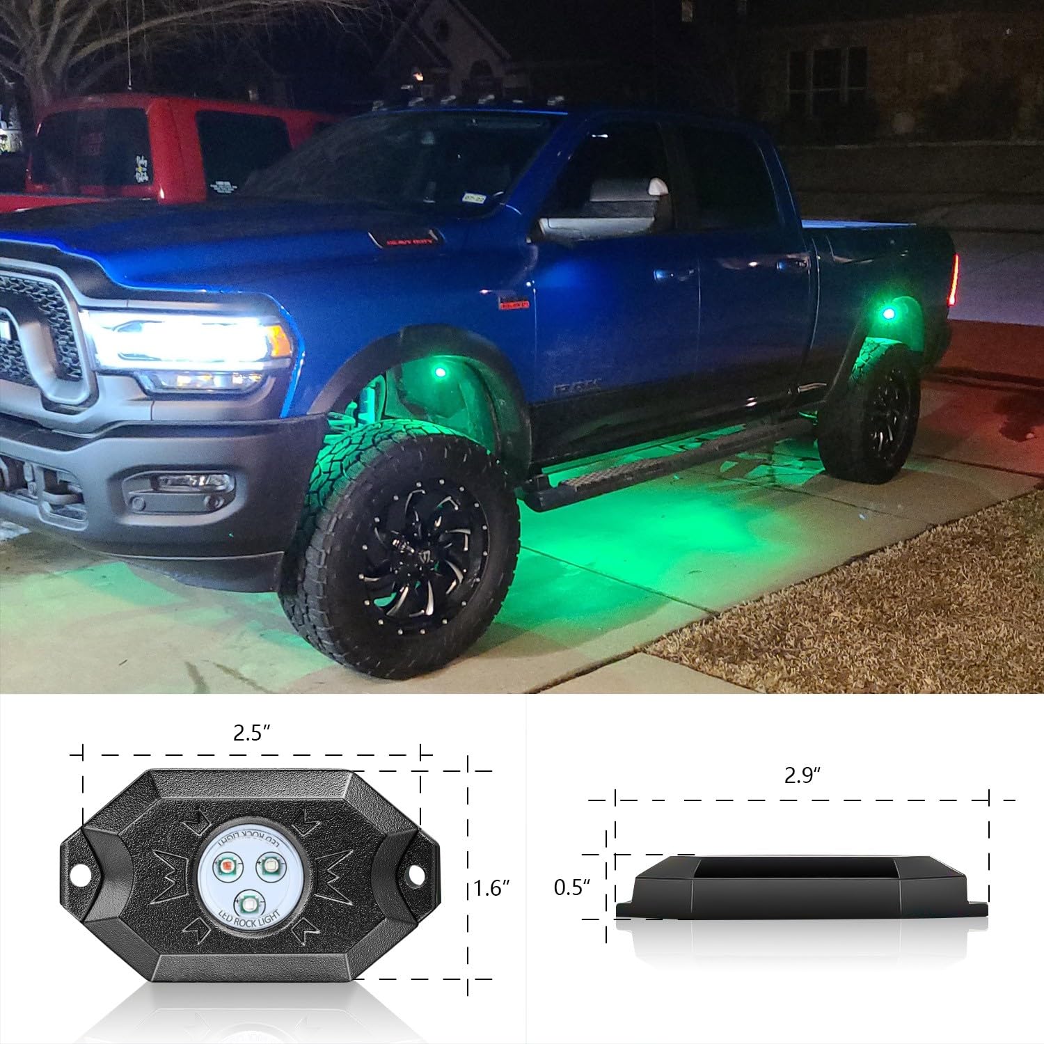Avenemark Waterproof Neon Light 8 Pods RGB LED Rock Lights with Bluetooth App Control Music Modes Timing Function Wheel Well Light for Car Truck ATV SUV Boat
