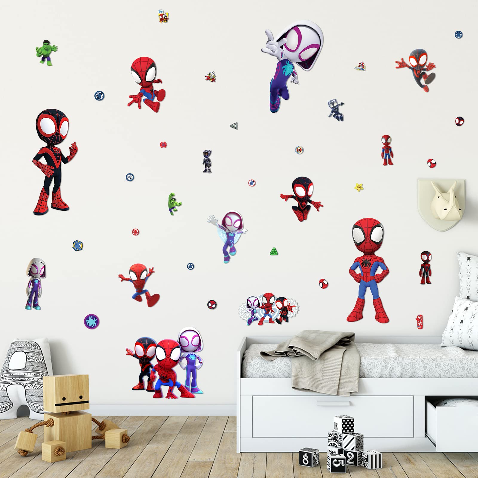 4 Sheets Superhero Peel and Stick Wall Decals Waterproof Durable Wall Stickers Ideal for Boys Bedroom Bathroom Nursery Playroom Wall Decor