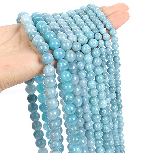 45pcs 8mm Blue Chalcedony Jades Natural Stone Beads for Jewelry Making,Energy Stone Healing Power,Enjoy DIY Fun