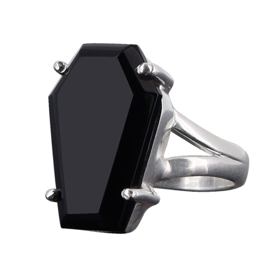 Black Onyx Coffin Silver Ring | Natural Black Onyx Sterling Silver 925 Handmade Coffin Ring | Handmade Jewelry