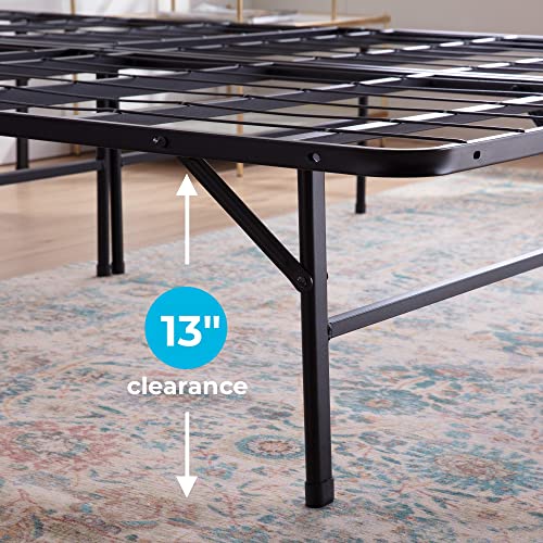 Linenspa 14 Inch Folding Metal Platform Bed Frame - 13 Inches of Clearance - Tons of Under Bed Storage - Heavy Duty Construction - 5 Minute Assembly - King