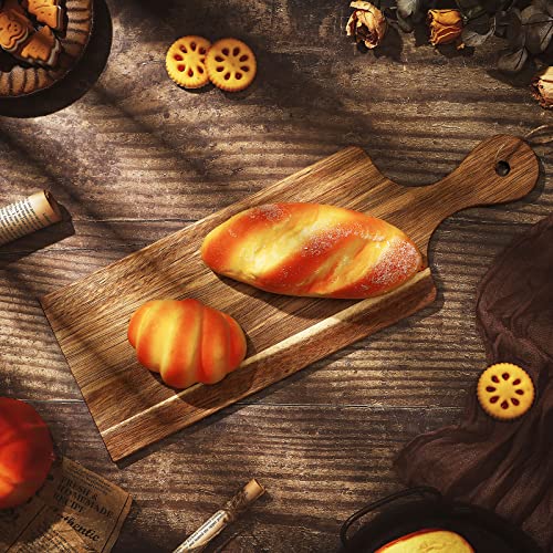 6 Pcs Cutting Board Set Plain Chopping Board with Handles Laser Engraving Serving Board Wooden Charcuterie Kitchen Board Bulk for DIY Housewarming Christmas Gift (17 x 6 Inch, Acacia Wood)