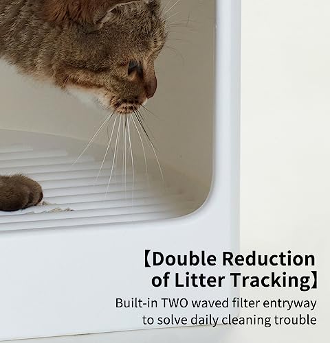 MS!MAKE SURE Cat Litter Box MAX - Stylish & Functional for Indoor Cats - 2023 New Modern Design - Large Space, Leak-Proof, and Odor-Free - Includes Litter Scoop - White