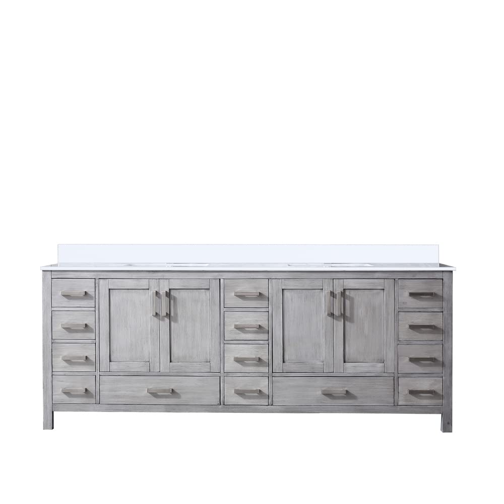 Bell+Modern Big Sur 84 in. W x 22 in. D Distressed Grey Double Bath Vanity and White Quartz Top