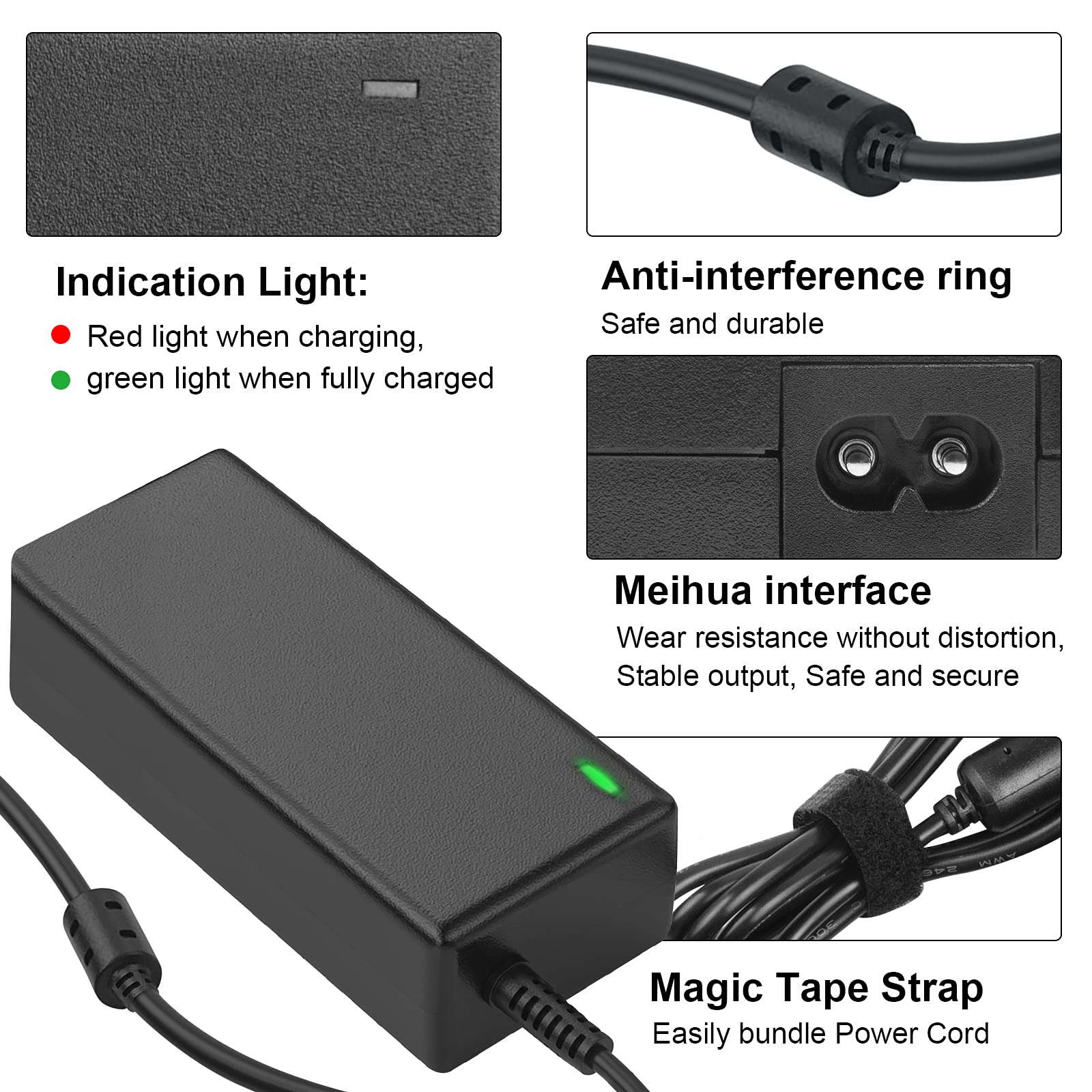 42V 2A Charger Fast Charge (Round tip 5.5 x 2.1mm Connector! Pls Check!) for Jetson, Gotrax, Hiboy, Swagtron and Other Brands Electric Equipment (Fit 36V Lithium Battery Pack)