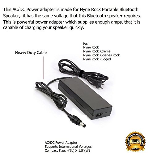 Charger Compatible with Nyne Rock Xtreme & Nyne Rock/Nyne Rock Rugged/Nyne X-Series Portable Wireless Bluetooth Speaker