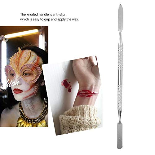 Salmue Modeling Scar Wax with Stainless Steel Double Ended Spatula Applicator Special Effects FX Makeup Tool for Theatrical Makeup and Halloween Fake Wound Moulding Scars Prosthetics(L)