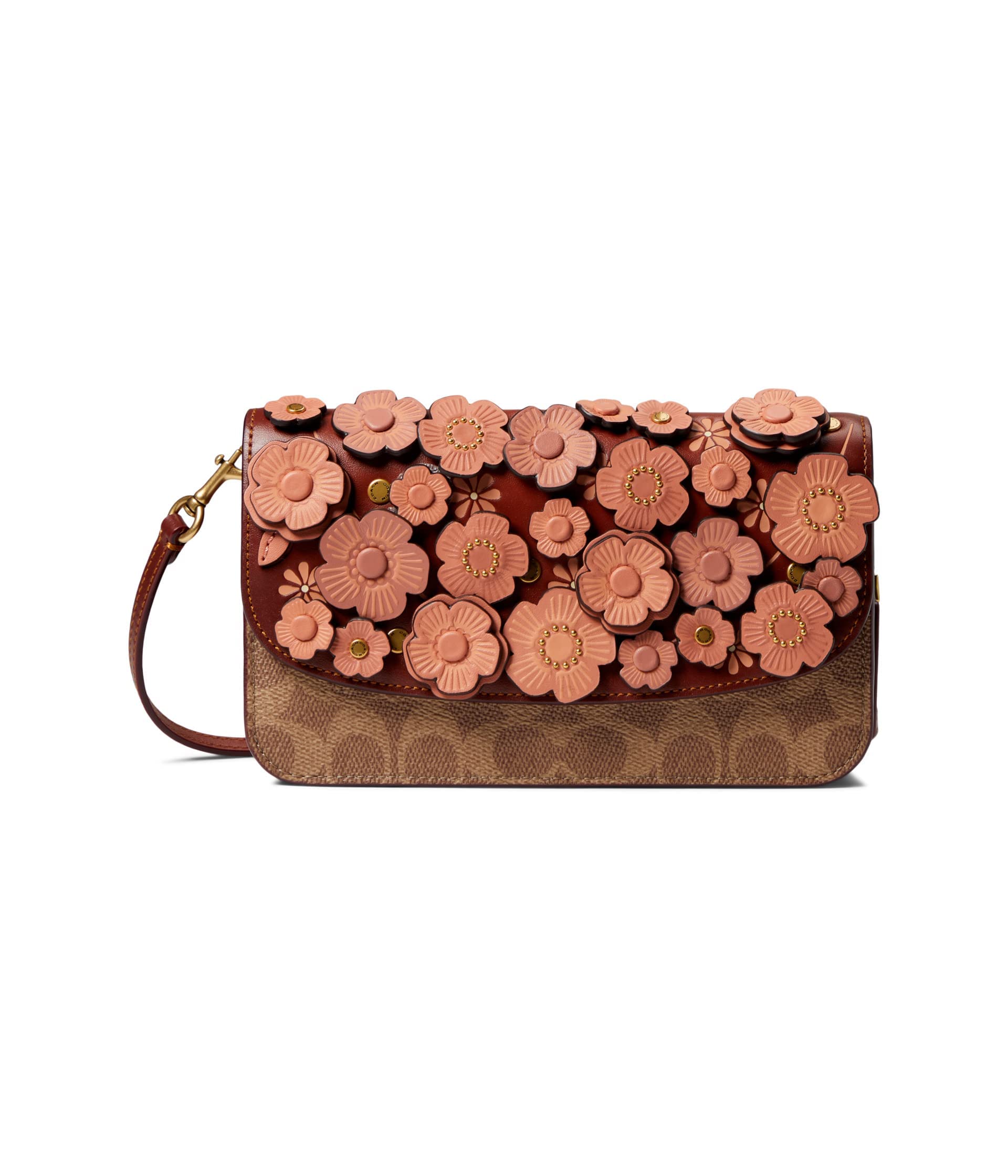 COACH Coated Canvas Signature Tea Rose Hayden Crossbody Tan/Rust Multi One Size