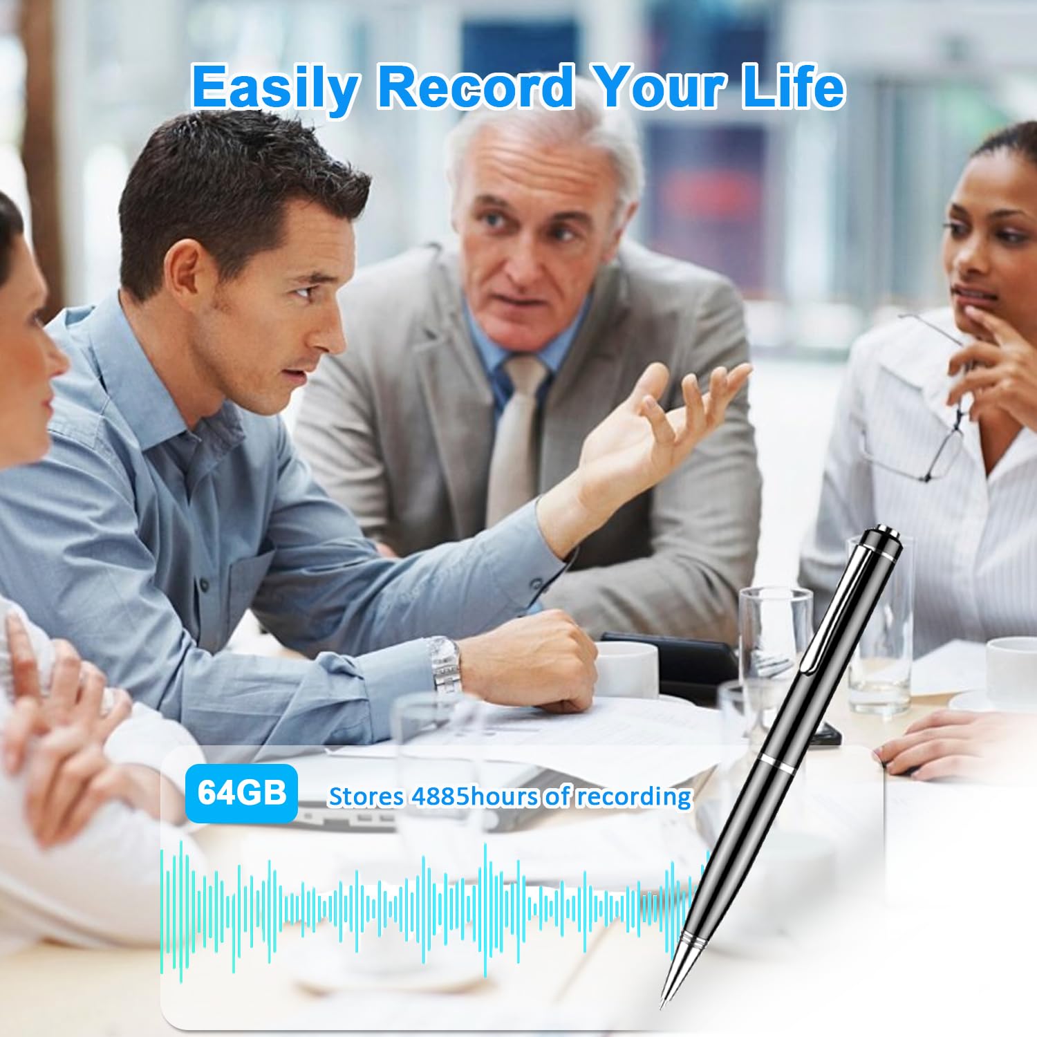 64GB Digital Voice Recorder Voice Activated Recorder for Lectures Meetings - Wohlman 4880 Hours Sound Audio Recorder Dictaphone Recording Device with Playback,Password