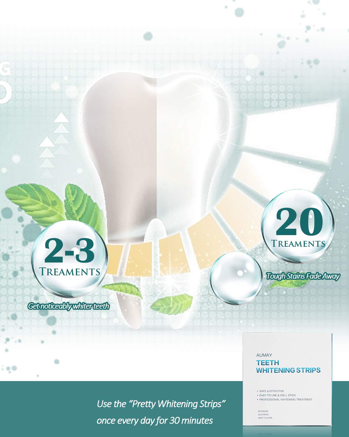 Professional Effects Teeth Whitening Strips 20 Treatments, 40 Strips, Teeth Whitening Kit Gel Products for Sensitive Teeth, Removes Coffee, Tea & Tobacco Stains