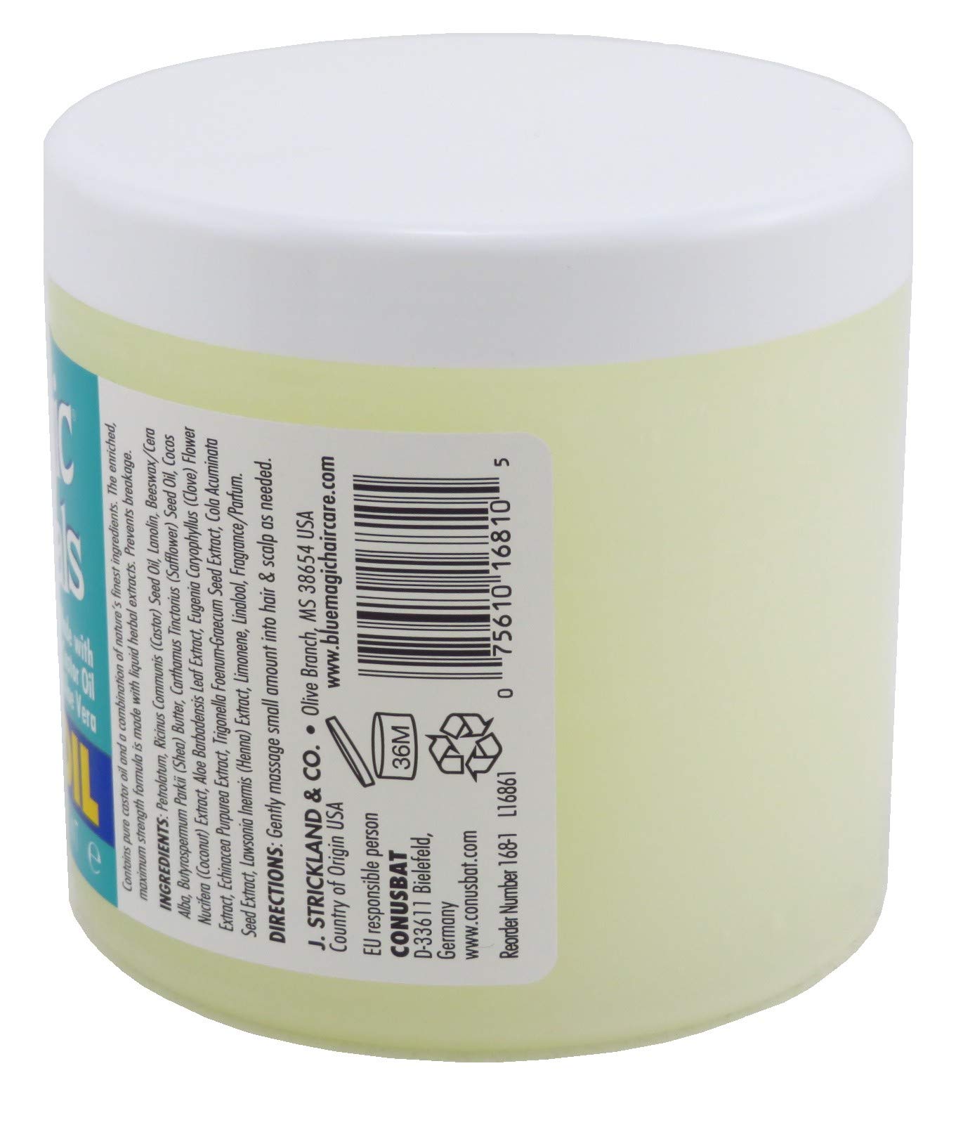 Blue Magic Organics Castor Oil 12 Ounce Jar (354ml) (3 Pack)