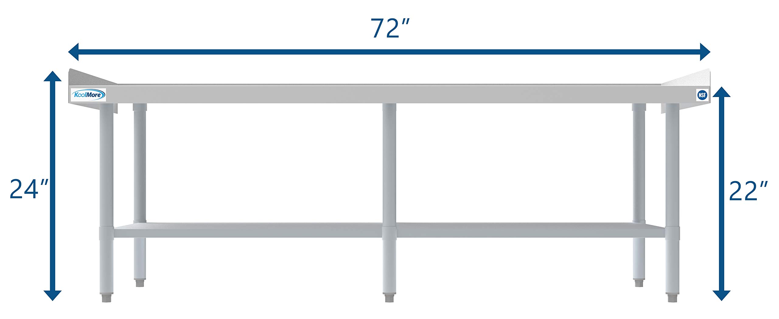 KoolMore 16 Gauge Stainless Steel Commercial Equipment Stand - 30" X 72" Heavy Duty Griddle Stand with Undershelf