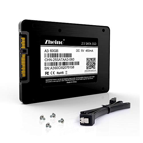Zheino 60gb SSD A3 2.5 inch Sata III 3D Nand SSD Drive Internal Solid State Drive (7mm) for Notebook Desktop PC