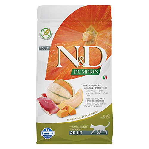 Farmina N&D, Pumpkin Duck Pumpkin and Cantaloupe Melon Recipe Adult Dry Cat Food, 3.3lb
