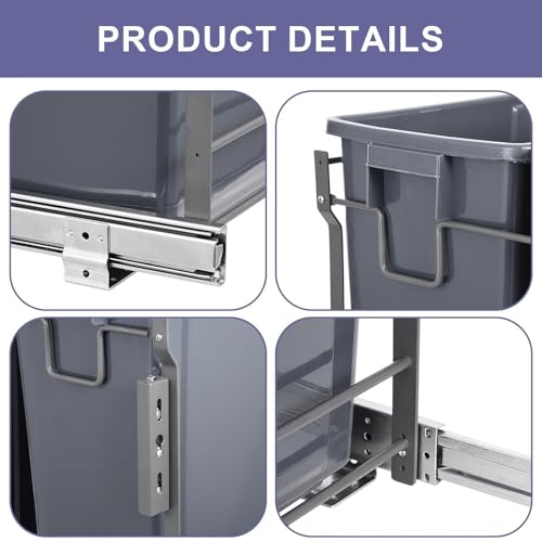 58 Quart Double Pull-Out Trash Can with Soft-Close Slides, Sliding Under Mount Kitchen Waste Garbage Container, Opening Soft Close Waste Bins for Restaurants Hospitals and Home Kitchens