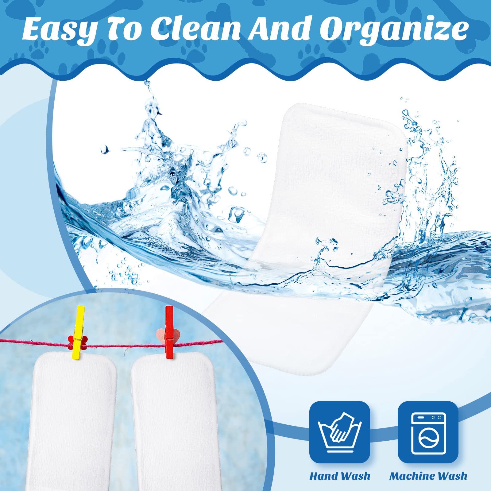 Tondiamo 20 Pieces Dog Diaper Pads Washable Reusable Replaceable Diapers Liner Pads for Small Medium Dog (Male, Medium) white