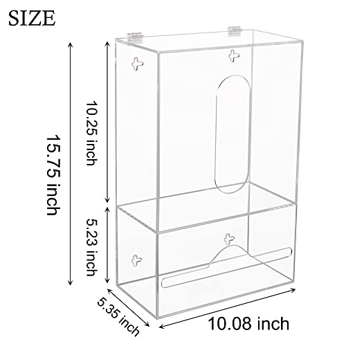 Aphbrada Trash Bag Dispenser Roll Holder for Plastic Bag, 2 in 1 Acrylic Garbage Bag Dispenser Organizer Holder for Cabinet, Wall Mount Kitchen Trash Can Liner Holder for Grocery Bag, Clear